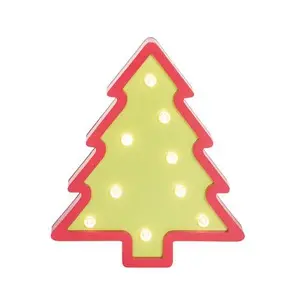 TRANSPAC Mdf Led Tree Decorative Object Wood Tabletop Christmas Tree - Red