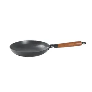 BABISH Pre-seasoned Honeycomb Cast Iron Skillet With Wooden Handle - Black