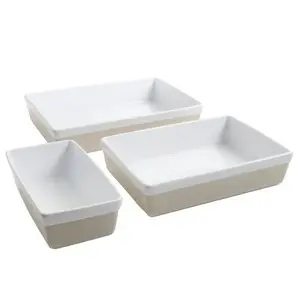 MARTHA STEWART 3-piece Stoneware Baker Set - Grey
