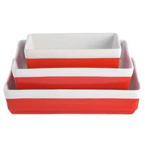 MARTHA STEWART 3-piece Stoneware Baker Set - Red