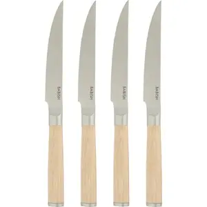 BABISH 4-piece German Stainless Steel Steak Knife Set With Pakka Wood Handles - Natural