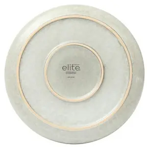 GIBSON ELITE Sunveil Plates And Bowls Reactive Glaze Round Dishes Stoneware Ceramic Dinnerware Set