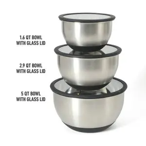 CALPHALON Orbit 3-piece Stainless Steel Mixing Bowl Set With Glass Lids