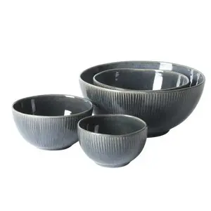GIBSON ELITE Dawson Mill 4-piece Round Reactive Glaze Stoneware Nesting Bowl Set Blue