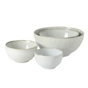 GIBSON ELITE Dawson Mill 4-piece Round Reactive Glaze Stoneware Nesting Bowl Set - White