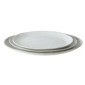 GIBSON ELITE Dawson Mill 3-piece Oval Reactive Glaze Stoneware Serving Platter Set - White