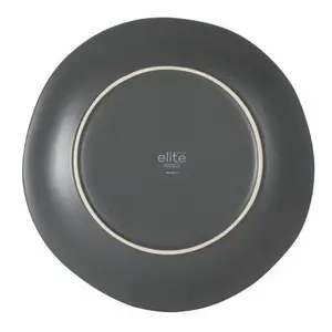 GIBSON ELITE Port Barton 12-piece Reactive Glaze Stoneware Dinnerware Set - Charcoal