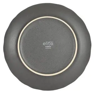 GIBSON ELITE Vista Rossio 12-piece Scalloped Edge Stoneware Dinnerware Set - Black