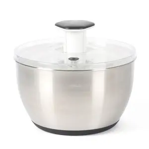 CALPHALON Aero 6.3 Qt Stainless Steel Salad Spinner With Strainer And Storage Lid - Silver