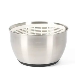 CALPHALON Aero 6.3 Qt Stainless Steel Salad Spinner With Strainer And Storage Lid