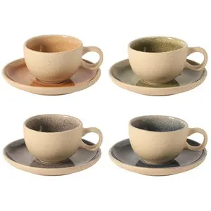 GIBSON ELITE Manila Bay 8-piece Reactive Glaze Stoneware Espresso Cup And Saucer Set - Multicolors