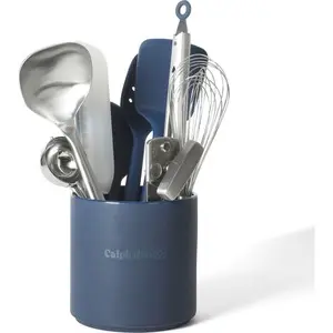 CALPHALON Edge 10-piece Stainless Steel And Silicone Kitchen Utensil Set With Crock - Navy
