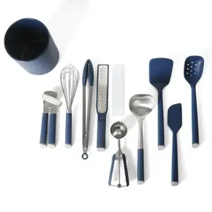 CALPHALON Edge 10-piece Stainless Steel And Silicone Kitchen Utensil Set With Crock