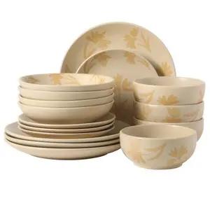 GIBSON HOME Admiral Hall 16-piece Floral Stoneware Dinnerware Set