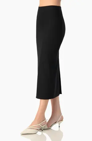IVONNE Smooth Stretch Knit High-waist Fitted Midi Skirt