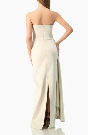 IVONNE Strapless Sculpted Drape Gown