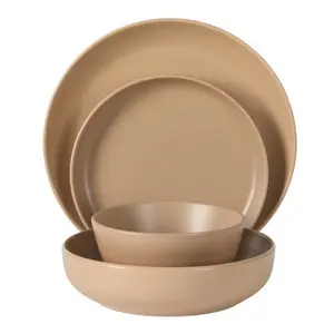 GIBSON ELITE Leeds Court 16-piece Speckle Reactive Glaze Stoneware Dinnerware Set - Orange