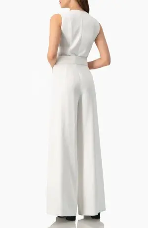IVONNE Sleeveless V-neck Belted Wide-leg Jumpsuit