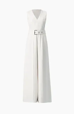 IVONNE Sleeveless V-neck Belted Wide-leg Jumpsuit
