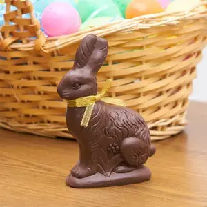 GALLERIE II Dark Chocolate Resin Gold Ribbon Easter Rabbit Medium Figurine