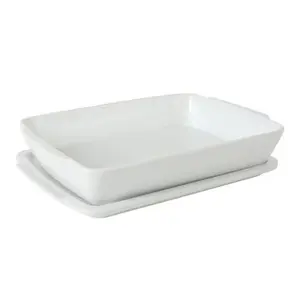 GIBSON HOME Gracious Dining Covered Stoneware Baking Dish - White