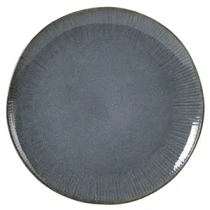GIBSON ELITE Sandy Pines Stoneware Plates And Bowls Setreactive Glaze Dinnerware Set - Blue