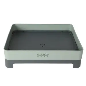 GIBSON HOME Nestcraft Full-size Dish Rack With Drain Board And Flatware Caddy - Green