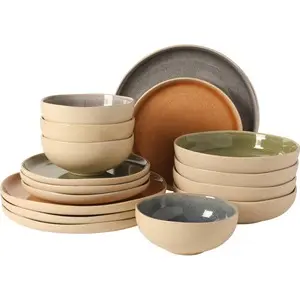 GIBSON ELITE Manila Bay 16-piece Reactive Glaze Stoneware Dinnerware Set - Multicolors