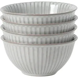 GIBSON ELITE Bistro Linea Cereal Bowls, Stoneware Soup Bowls - Grey