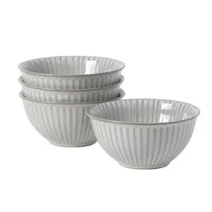 GIBSON ELITE Bistro Linea Cereal Bowls, Stoneware Soup Bowls - Grey