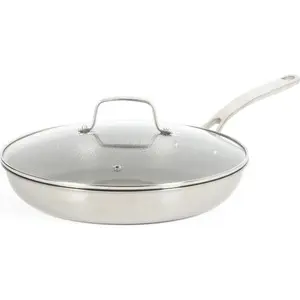 MARTHA STEWART Badgley Nonstick Tri-ply Steel Skillet With Lid - Stainless