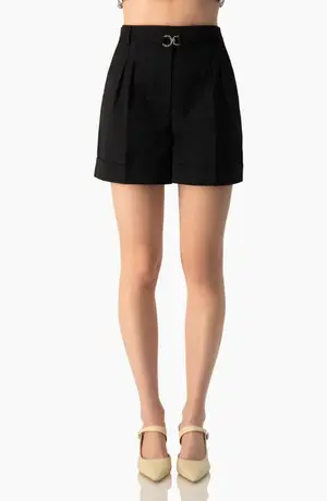 IVONNE High-waist Tailored Wide-leg Cuffed Shorts