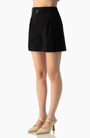 IVONNE High-waist Tailored Wide-leg Cuffed Shorts