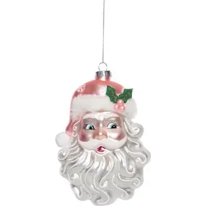 TRANSPAC Pink Santa Ornament For Christmas Tree - Multicolored