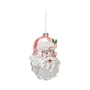 TRANSPAC Pink Santa Ornament For Christmas Tree