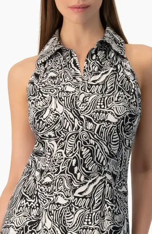 IVONNE Abstract Graphic Print Halter-neck Fitted Maxi Dress
