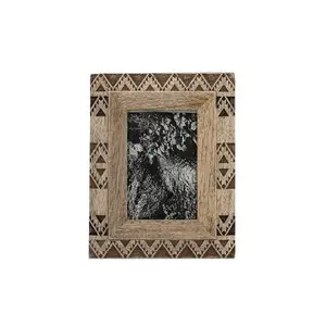 FORESIDE HOME AND GARDEN 4x6 Western Picture Frame Mango Wood Mdf & Glass - Brown