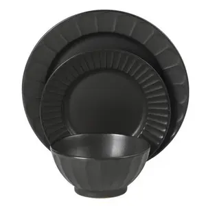 GIBSON ELITE Winchester Way 12-piece Plates And Double Bowls Stoneware Dinnerware Set