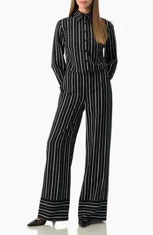IVONNE And White Pinstripe Wide-leg Trousers
