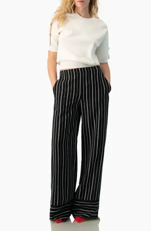 IVONNE And White Pinstripe Wide-leg Trousers