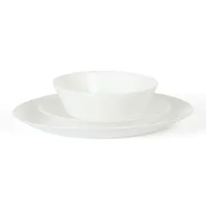 MARTHA STEWART Opalton 18-piece Chip Resistant Opal Glass Dinnerware Set