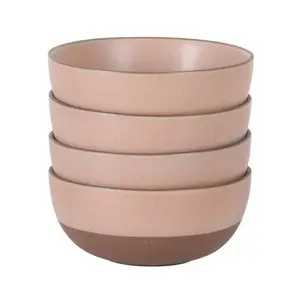 GIBSON ELITE William Crest 4-piece Reactive Glaze Stoneware Cereal Bowl Set - Pink