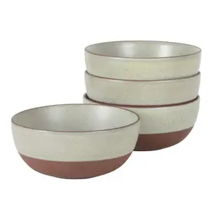 GIBSON ELITE William Crest 4-piece Reactive Glaze Stoneware Cereal Bowl Set - Sage