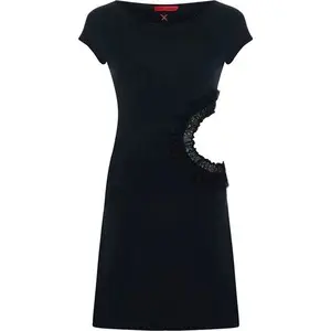 PCFG Short Sleeve Lace Detail Mini Dress - Black