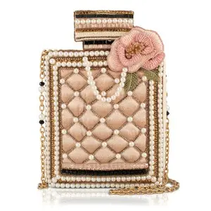 MARY FRANCES ACCESSORIES Pearl Essence Perfume Bottle Handbag - Blush