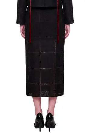 PCFG Embroidered Maxi Skirt With Slit Detail - Black