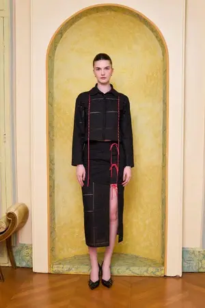 PCFG Embroidered Maxi Skirt With Slit Detail - Black