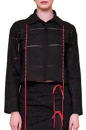 PCFG Embroidered Detail Cropped Jacket