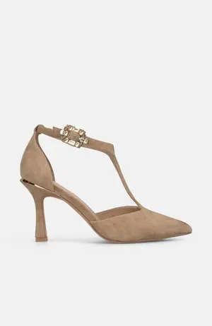 ALMA EN PENA Pumps With Rhinestone Buckle - Sand
