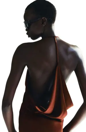 H&m Satin Halterneck Maxi Dress